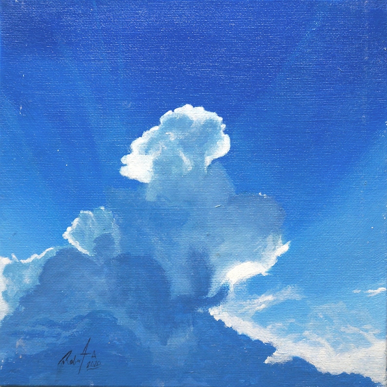 Light Beams | Acrylic Painting on Canvas Panel | Serene Sky Cloud Scenery Art - Etsy