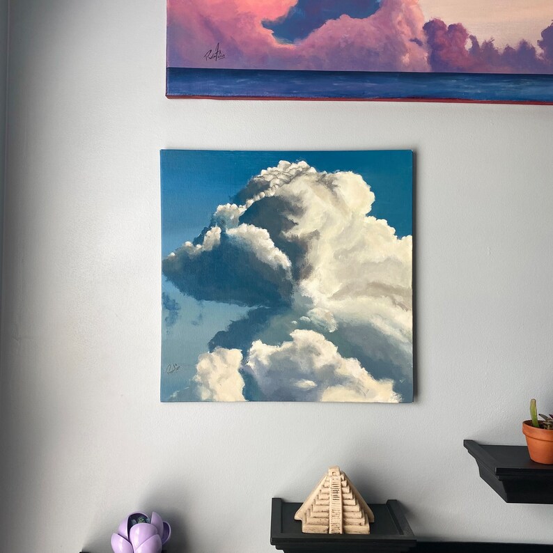 Nimbus | Acrylic Painting on Canvas Panel | Serene Sky Cloud Scenery Art - Etsy