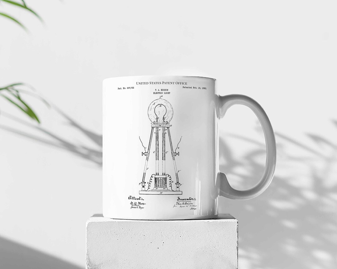 Edison Lamp Patent Mug, Vintage Inventor Gift - Etsy
