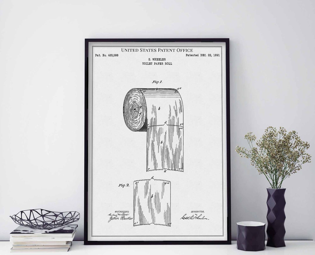 Toilet Paper Roll 1891 Bathroom Restroom Wc House Home Print Wall Art ...