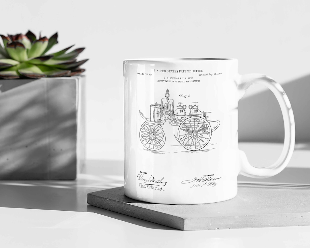 Fire Engine Car 1872 Mug Coffee Tea Patent Vintage Retro Gift Dad ...