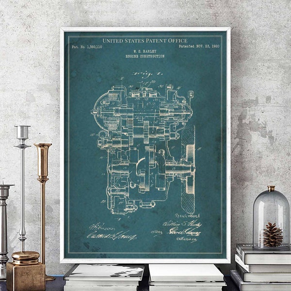 Harley Davidson Engine Poster - Etsy
