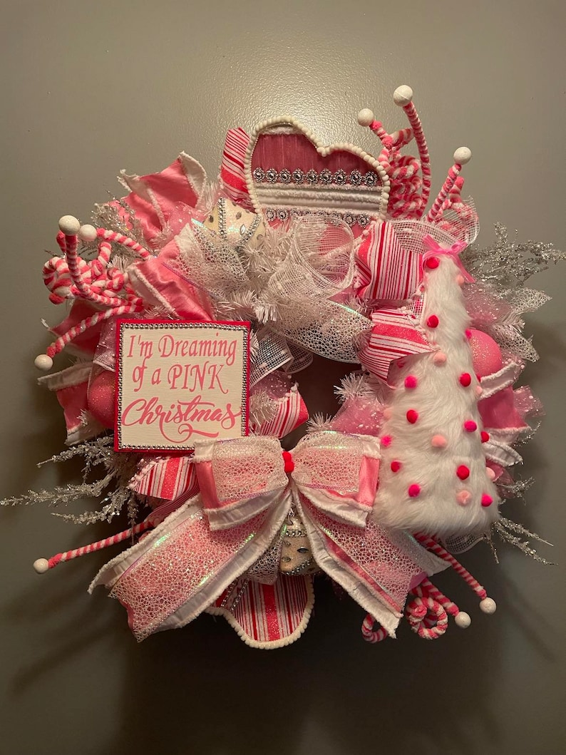 Christmas, Pink, Wreath - Etsy