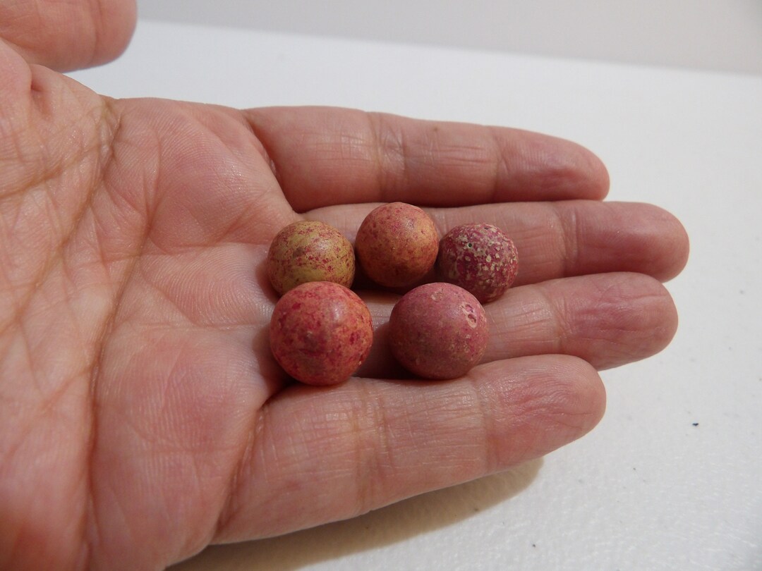 Vintage Clay Marbles - Set A - Clay Marbles - Red Clay Marbles - - Etsy