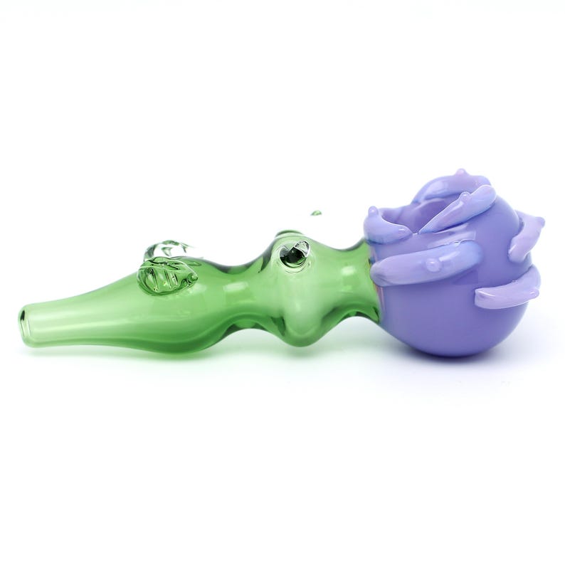 4.2" Glass Smoking Pipes Jade Rose Smoke Bowls Pink Purple Cute Flowers ...