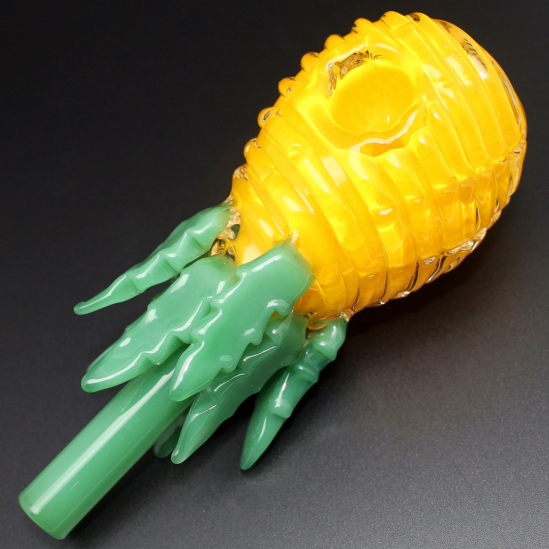5" Pineapple Glass Smoke Bowl Yellow Green Heavy Duty Tobacco Smoking ...