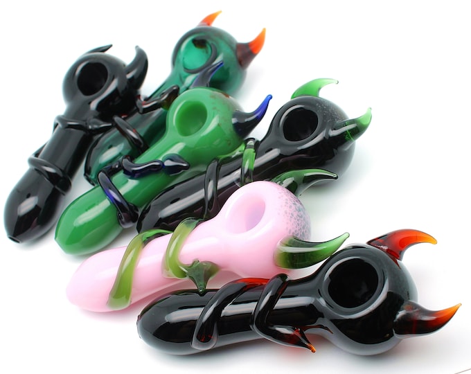 5 Glass Smoking Pipe demon Devil Tobacco Bowls for Smoke Bowl Pocket ...