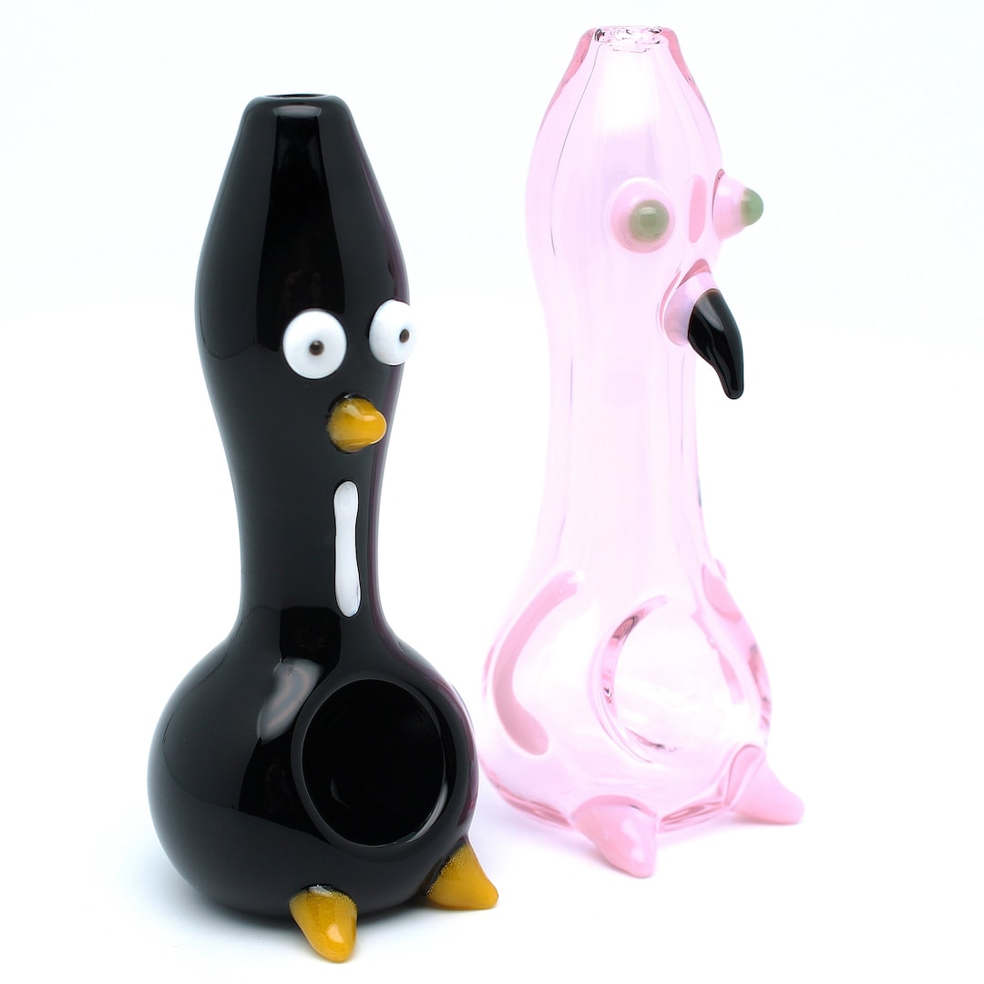 4" Glass Smoking Pipes Flamingo Silly Bird Pink Black Clear Jade Smoke ...