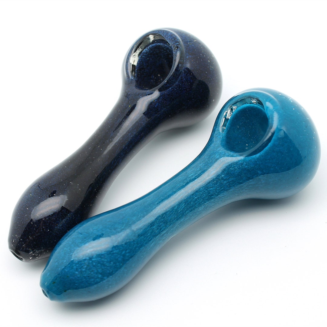 4.8" Glass Smoking Pipes Nebula Blue Silver Fumed Smoke Bowls Tobacco ...