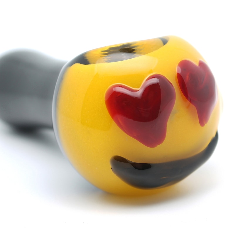 4.6" Glass Smoking Pipes Emoji Face Heavy Thick Smoke Bowls Handmade ...