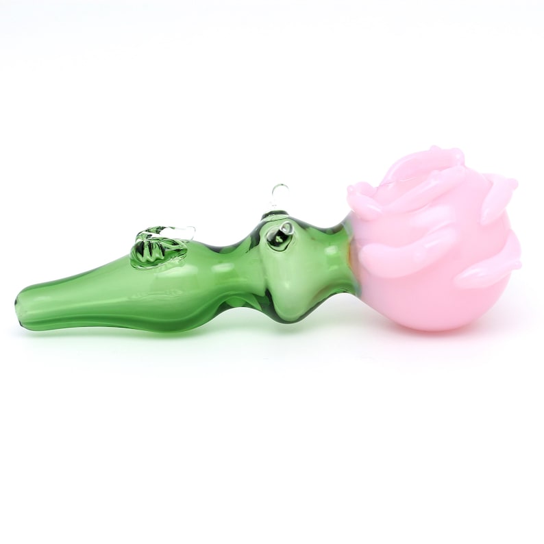 4.2" Glass Smoking Pipes Jade Rose Smoke Bowls Pink Purple Cute Flowers ...
