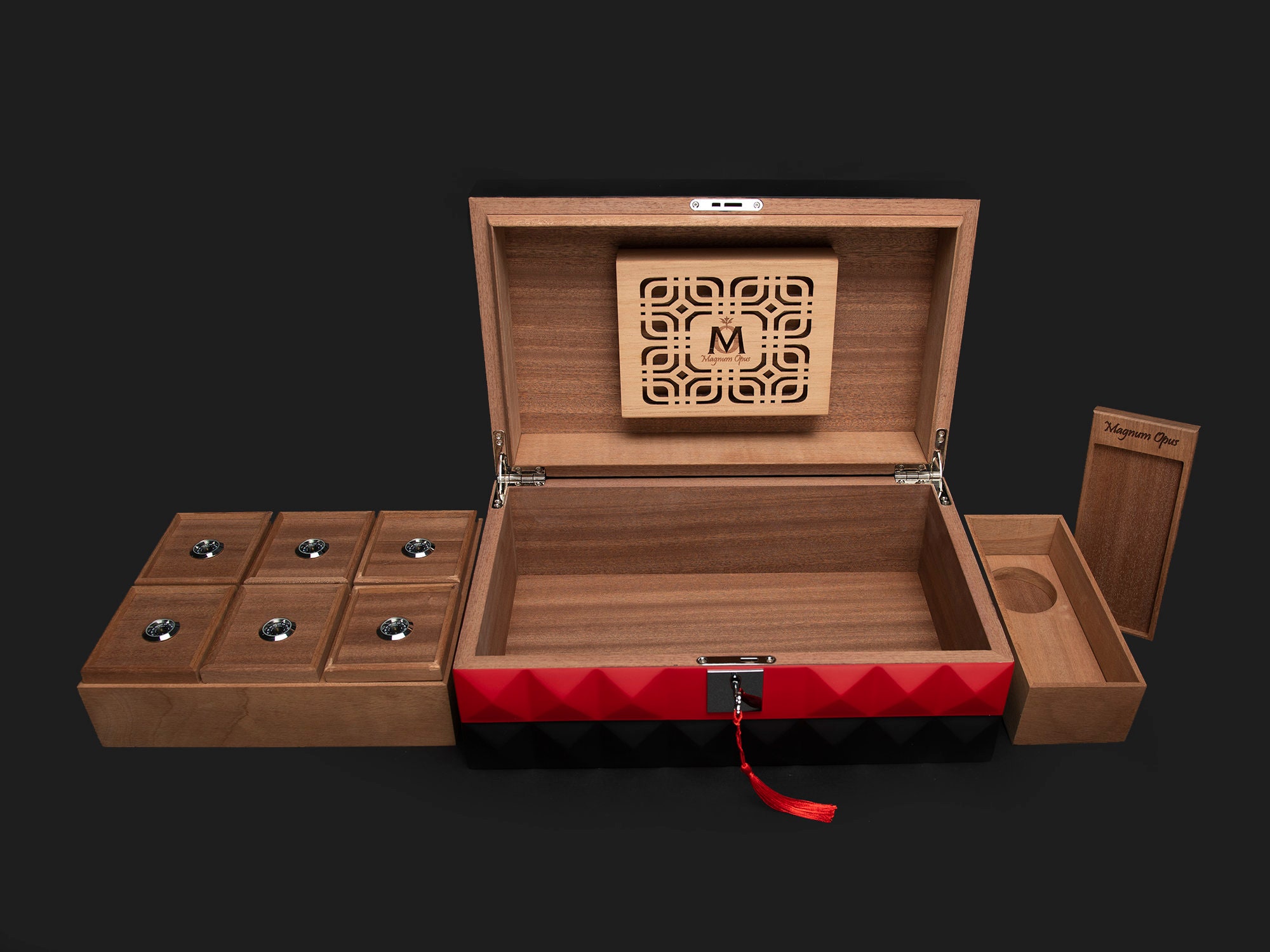 MAGNUM OPUS Cannabis Humidor 6-flower Chambers 6-hygrometers Black ...