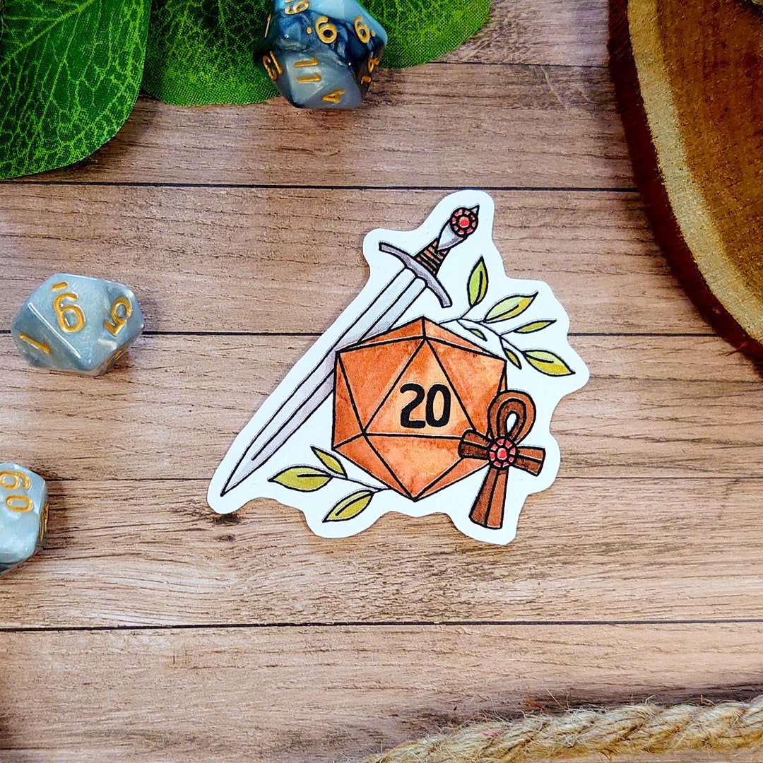 Dnd Sticker Paladin Sticker D20 With Sword Different Sizes - Etsy