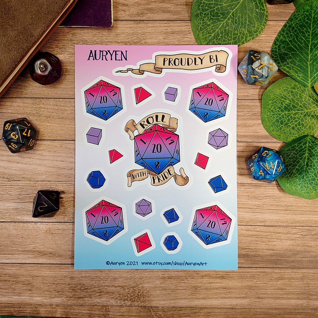 Bisexual / Bi D20 Pride Sticker Sheet Deco, Roleplay, Scrapbooking ...