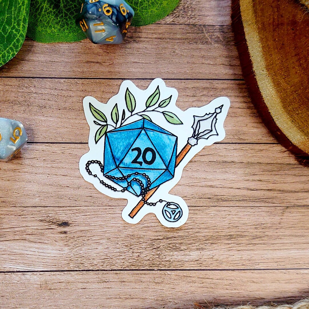 Dnd Sticker Paladin Sticker D20 With Mace Different Sizes - Etsy