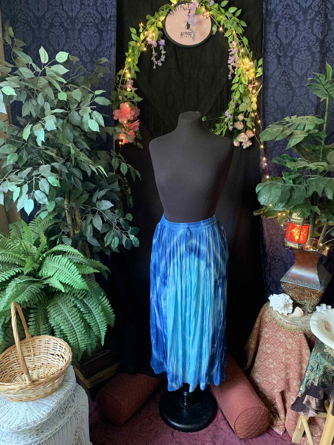 Vintage 2000s Y2K Blue Oceanic Seaside Tie Dye Skirt, Peasant Boho ...