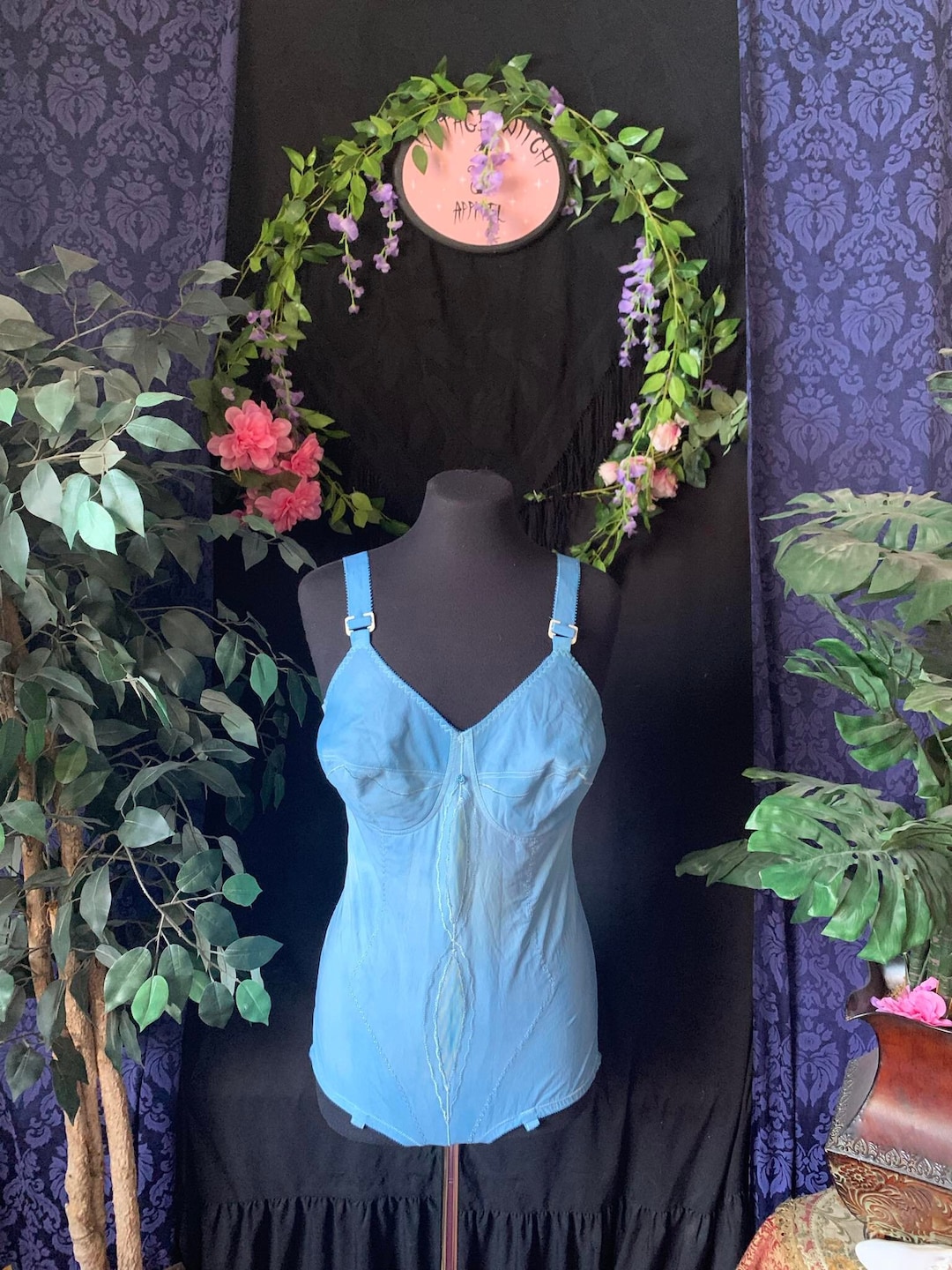 Custom Vintage Denim Blue Playtex 1980s Girdle, Water Ocean Bodysuit ...