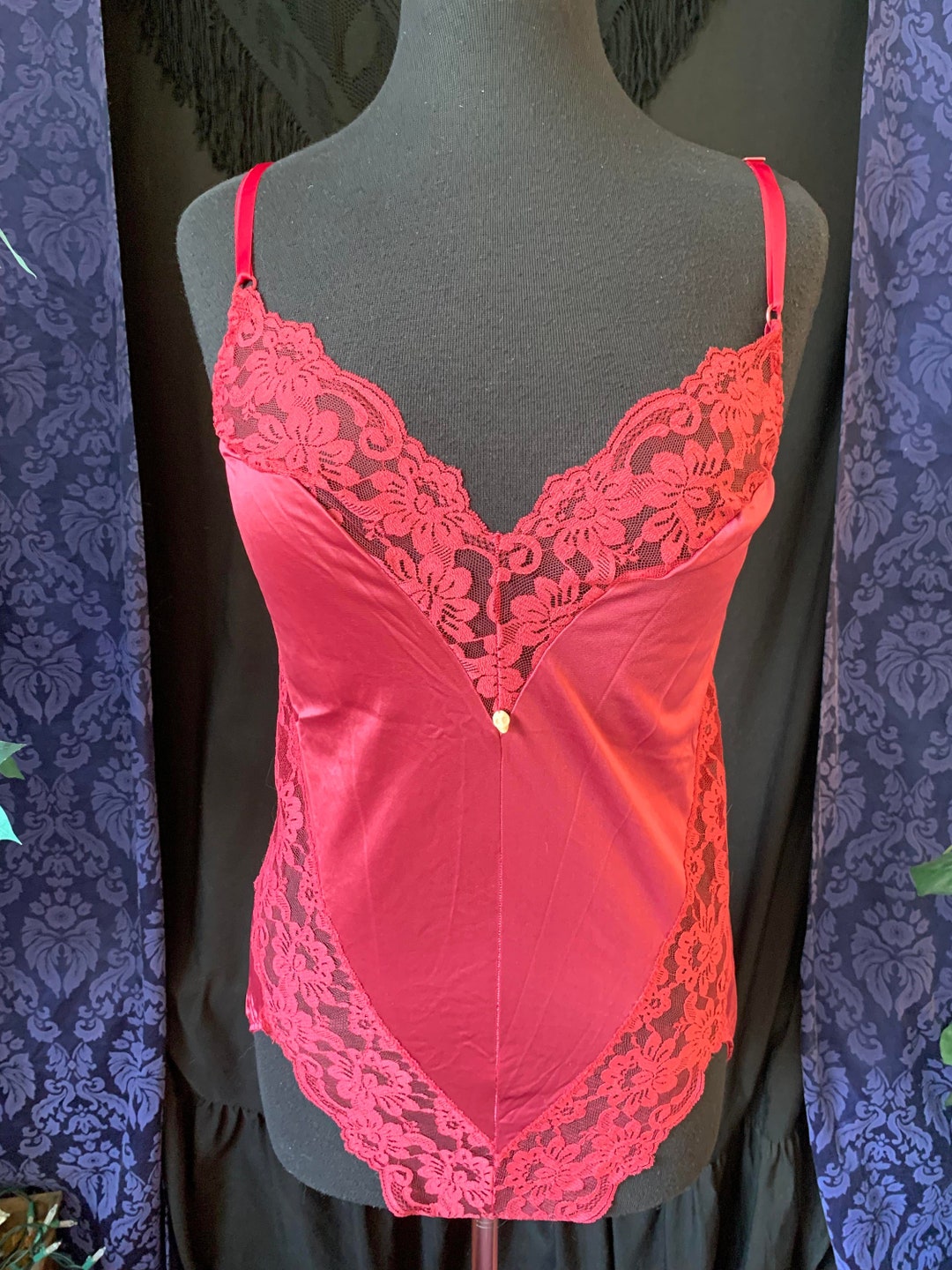 Vintage Gothic Skull Maroon Red Medium 38 Vogue Teddy, Bodysuit ...
