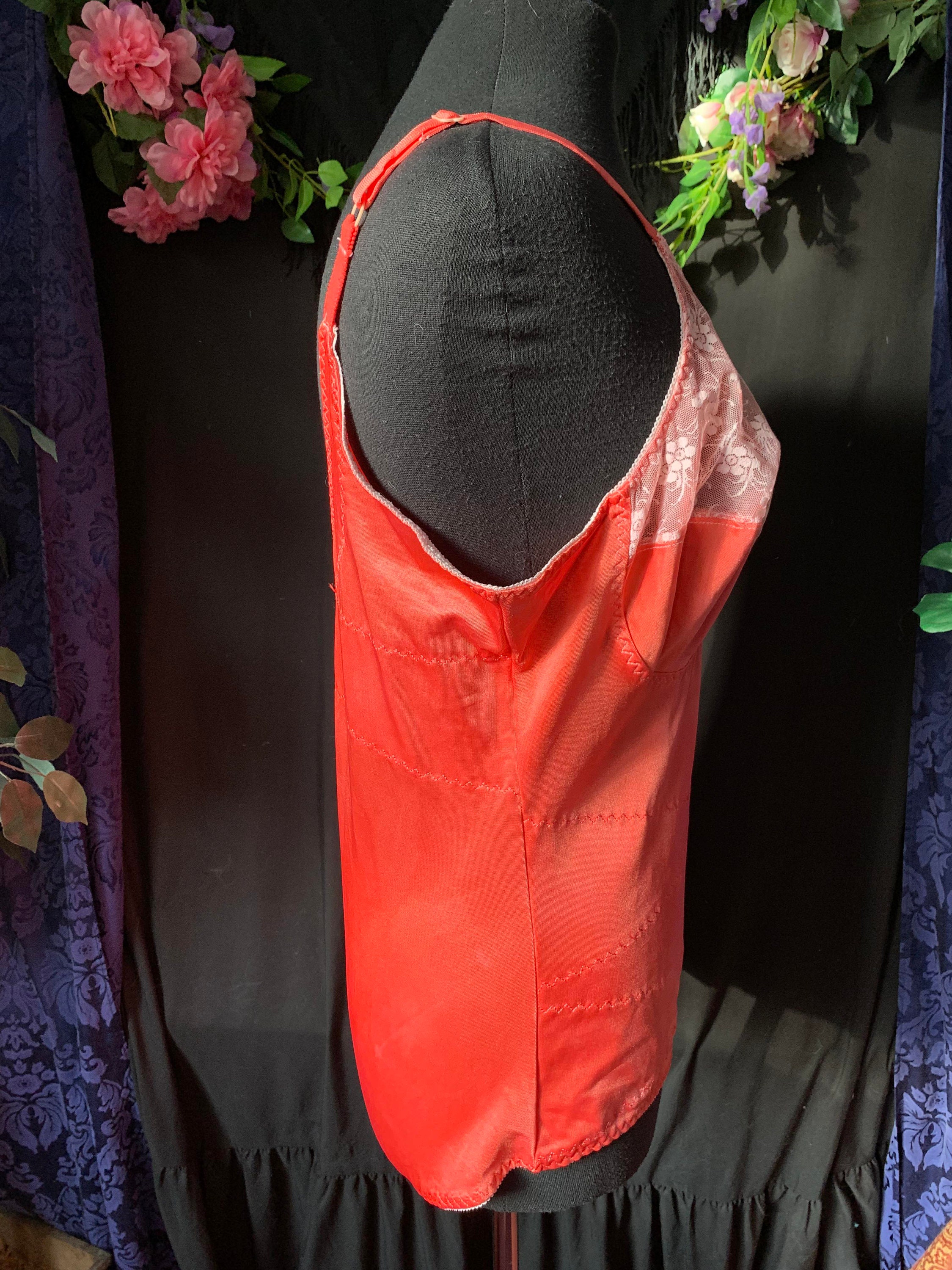 Vintage Turned OOAK Tie Dye Coral Pink Bodysuit Girdle, Retro Onesie ...