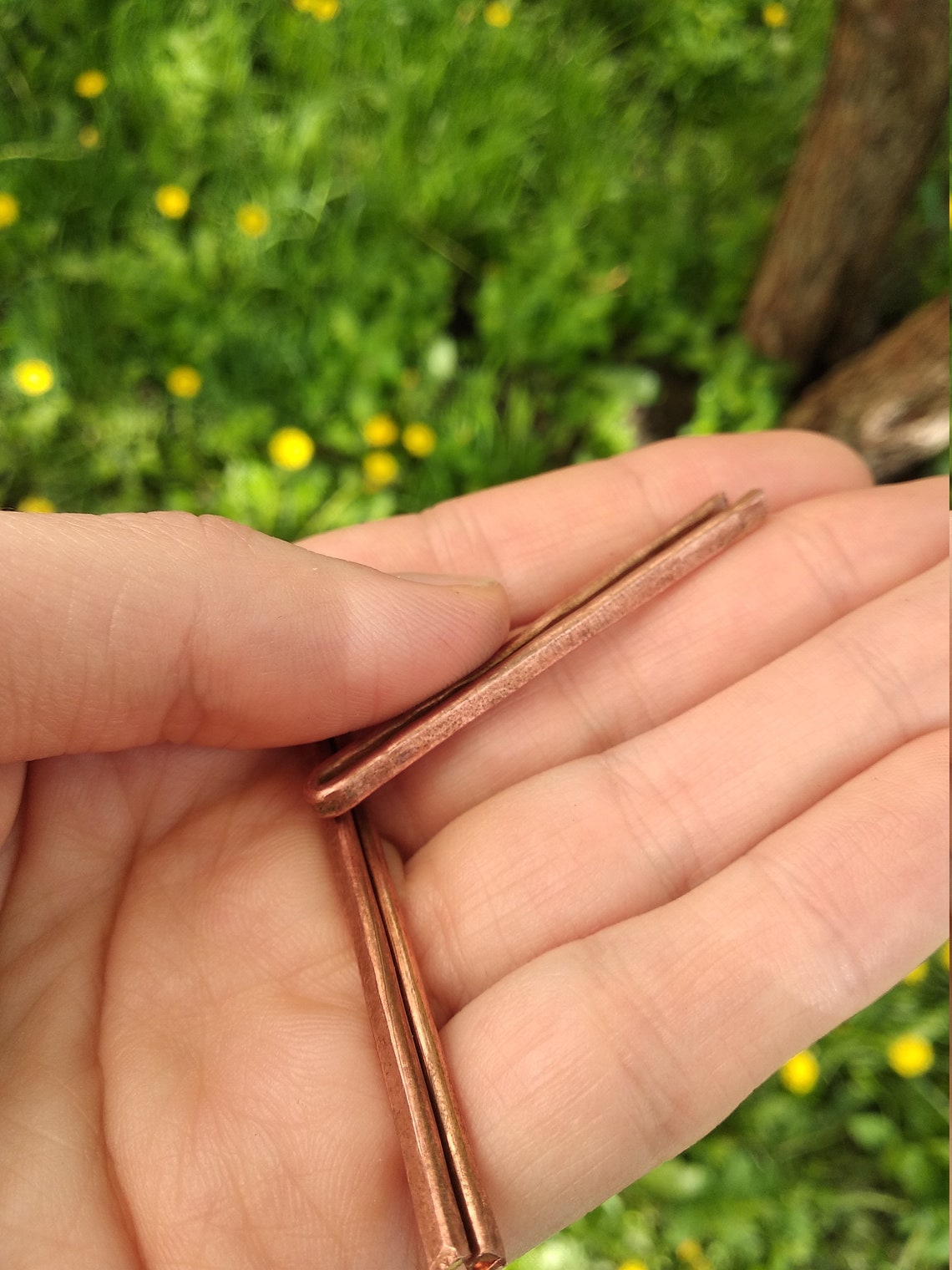 Set of 4 copper hair pins 2 thin 2 solid | Etsy