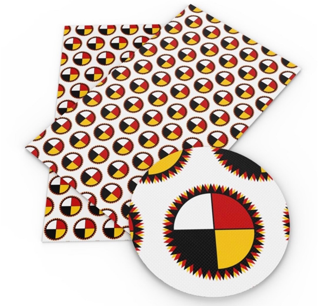 Indigenous Medicine Wheel Faux Leather Sheet, Synthetic Leather for ...