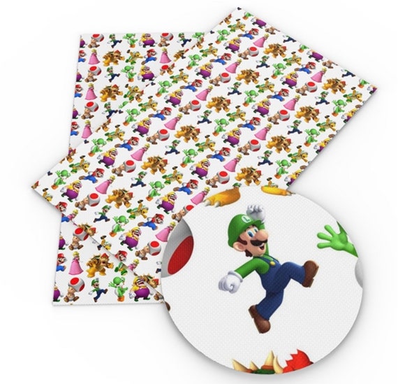 Super Mario Brothers Characters Pattern Faux Leather Sheet | Etsy