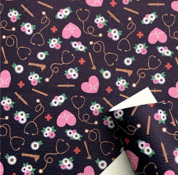 Medical Pattern Faux Leather Sheet Synthetic Leather for - Etsy