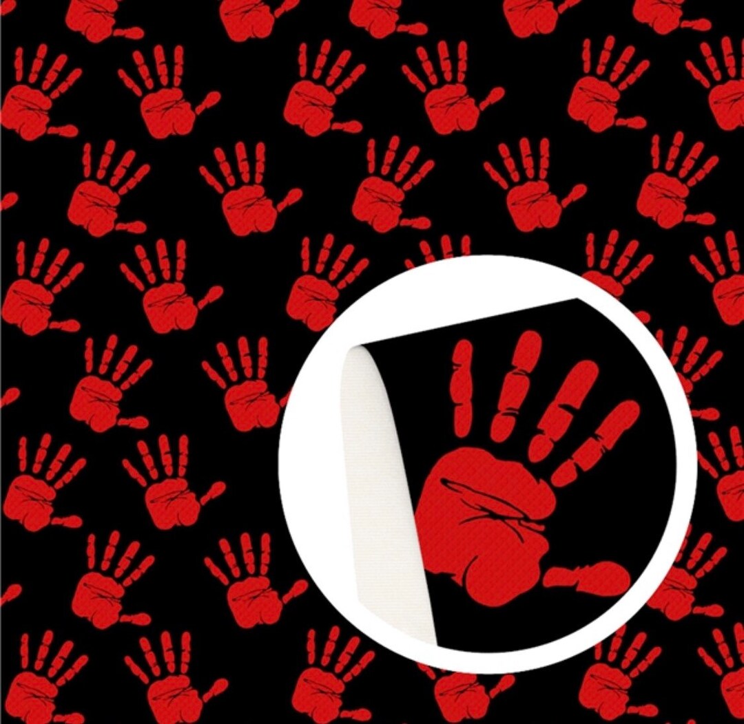 MMIW Red Hands Pattern Faux Leather Sheet, Synthetic Leather for Crafts ...