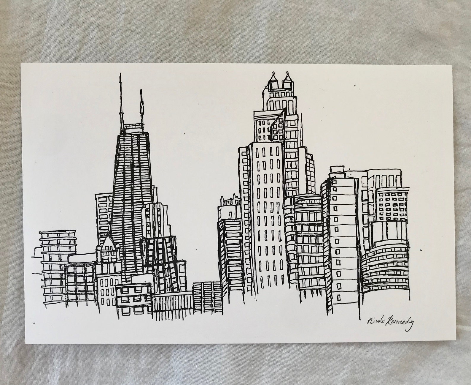 Chicago, Illinois Skyline Drawing Digital Download - Etsy