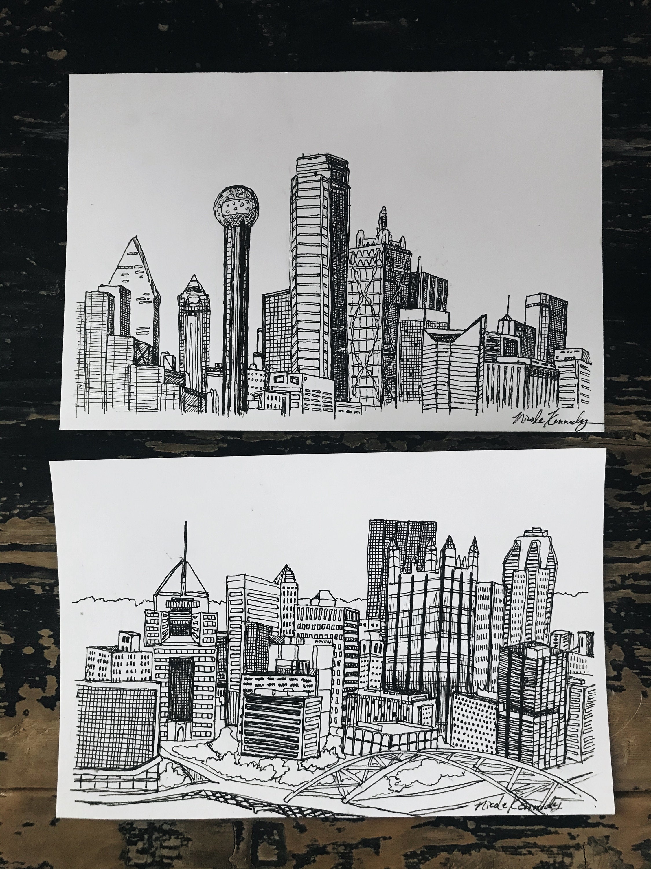 Dallas, Texas Skyline Drawing - Etsy