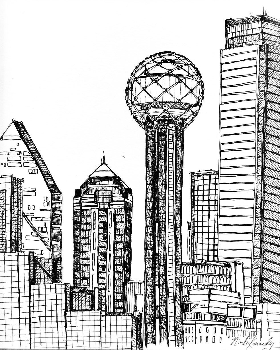 Downtown Dallas, Texas Skyline - Download - Etsy