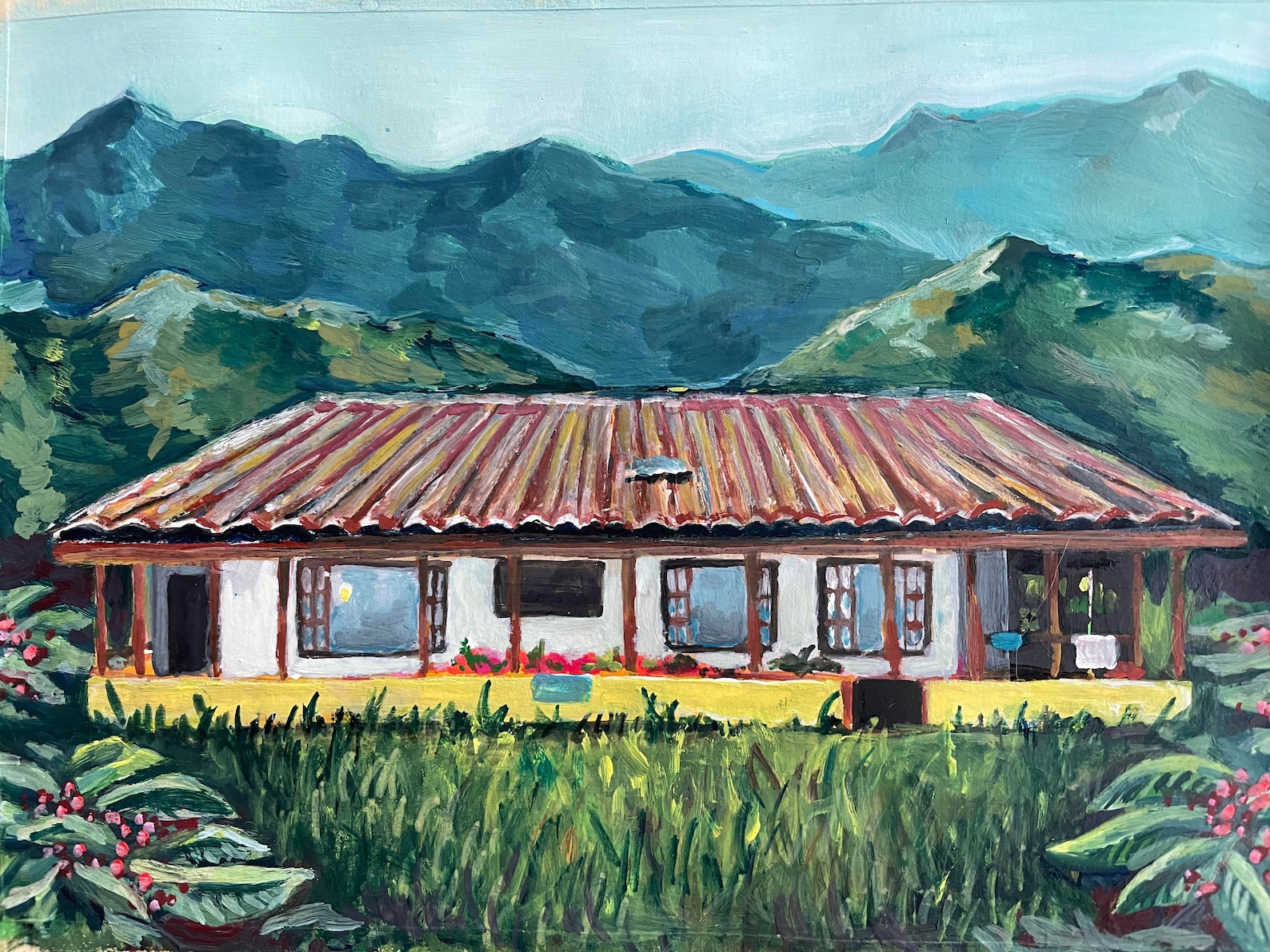 Bogata, Colombia Gouache Painting, Digital Download, Coffee Farm, South ...