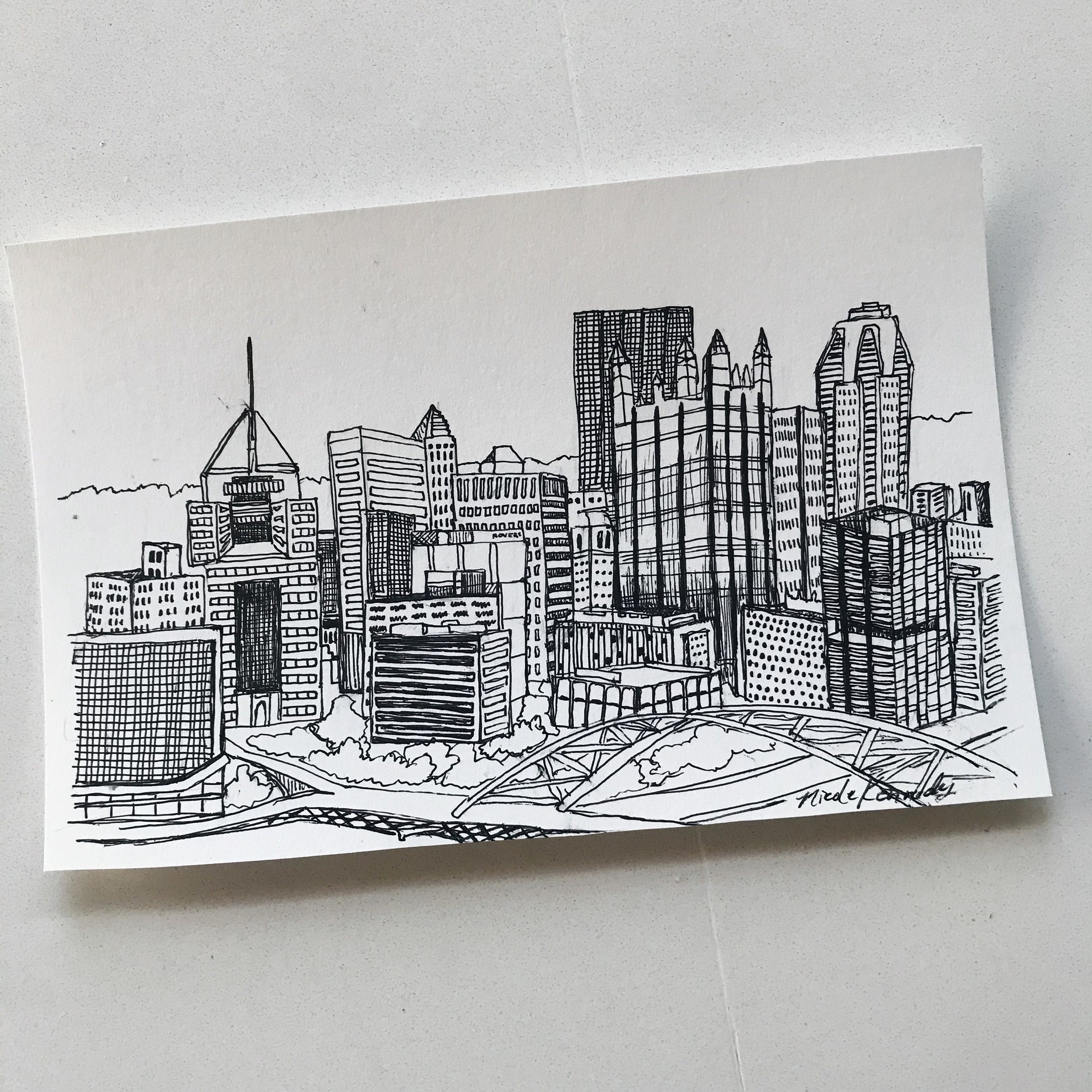 Pittsburgh, Pennsylvania Skyline Drawing - Etsy