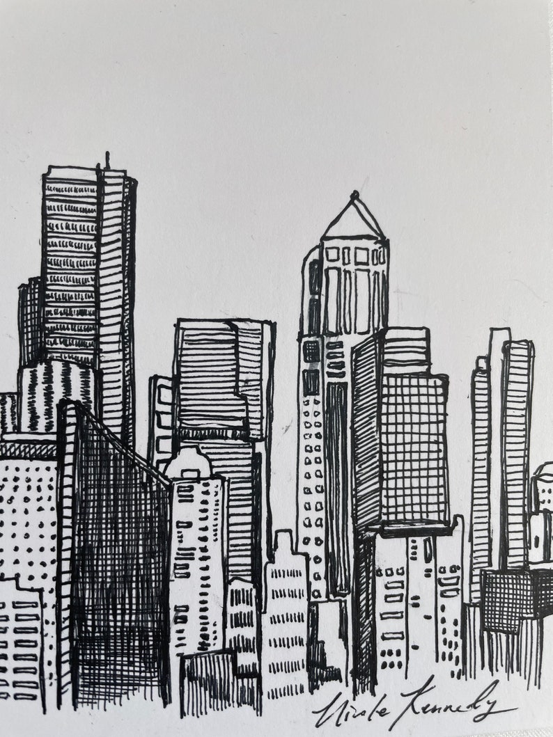 Seattle, Washington Drawing Print; Seattle Art; Seattle Print; 5x8 Inch ...