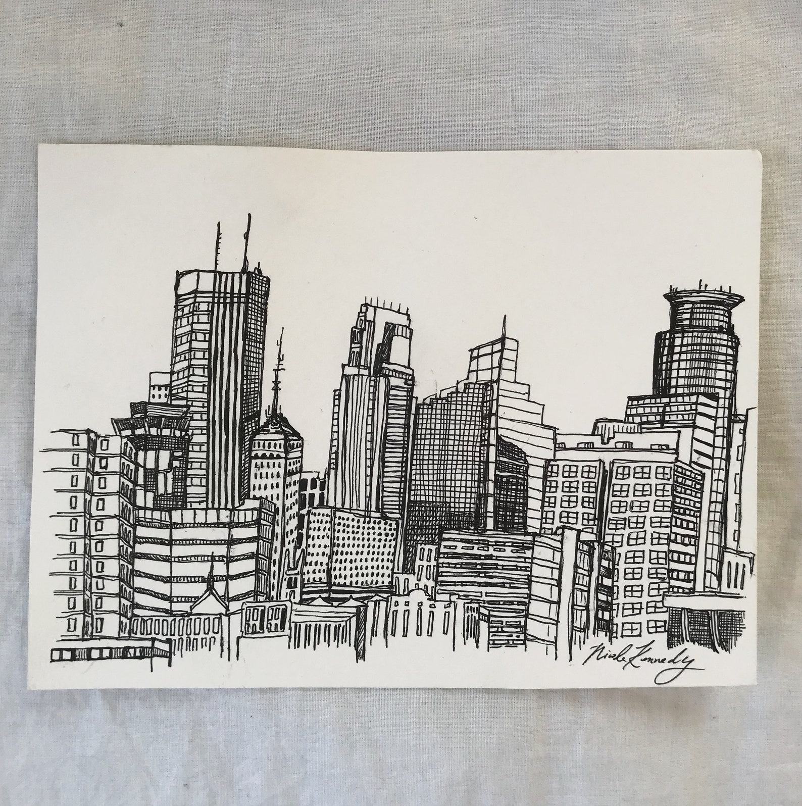 Minneapolis, Minnesota Skyline Drawing Digitial Download - Etsy