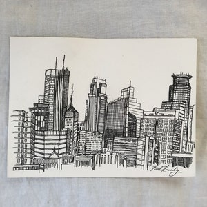 Minneapolis, Minnesota Skyline Drawing Digitial Download - Etsy