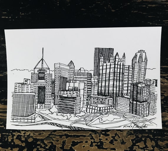 Pittsburgh Pennsylvania Skyline Drawing - Etsy