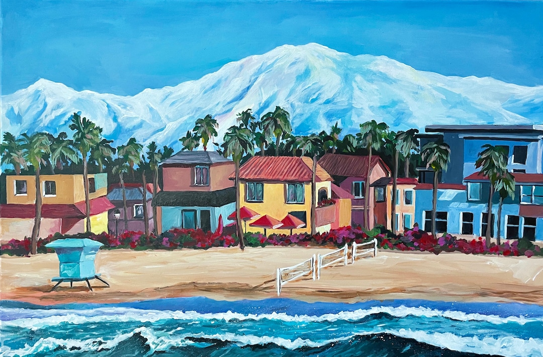 California Beach Painting - Digital Download, Surf, West Coast Beach ...