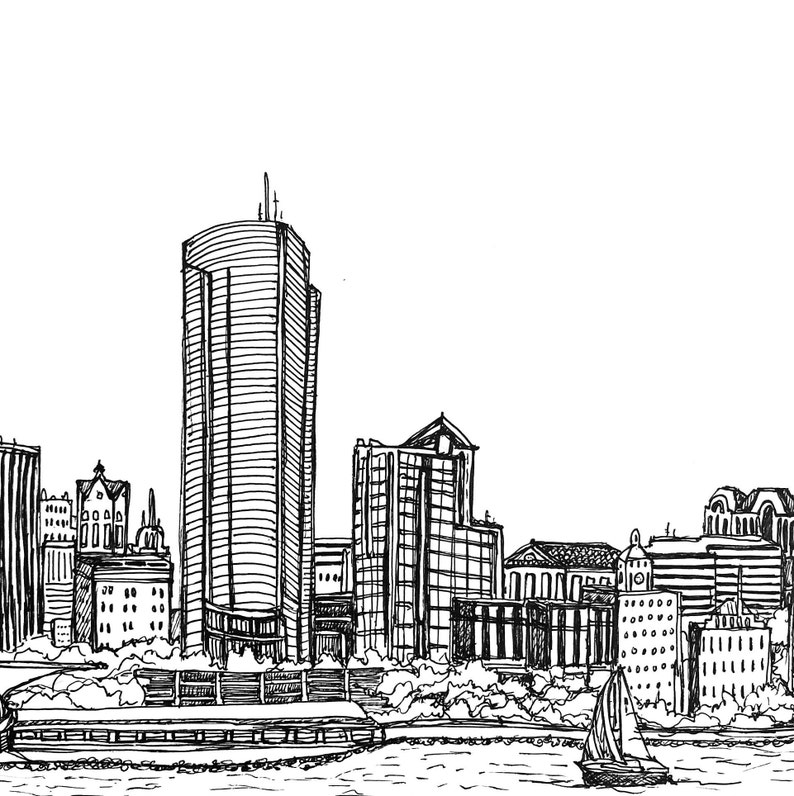 Milwaukee, Wisconsin Drawing Print; Milwaukee DIGITAL DOWNLOAD - Etsy
