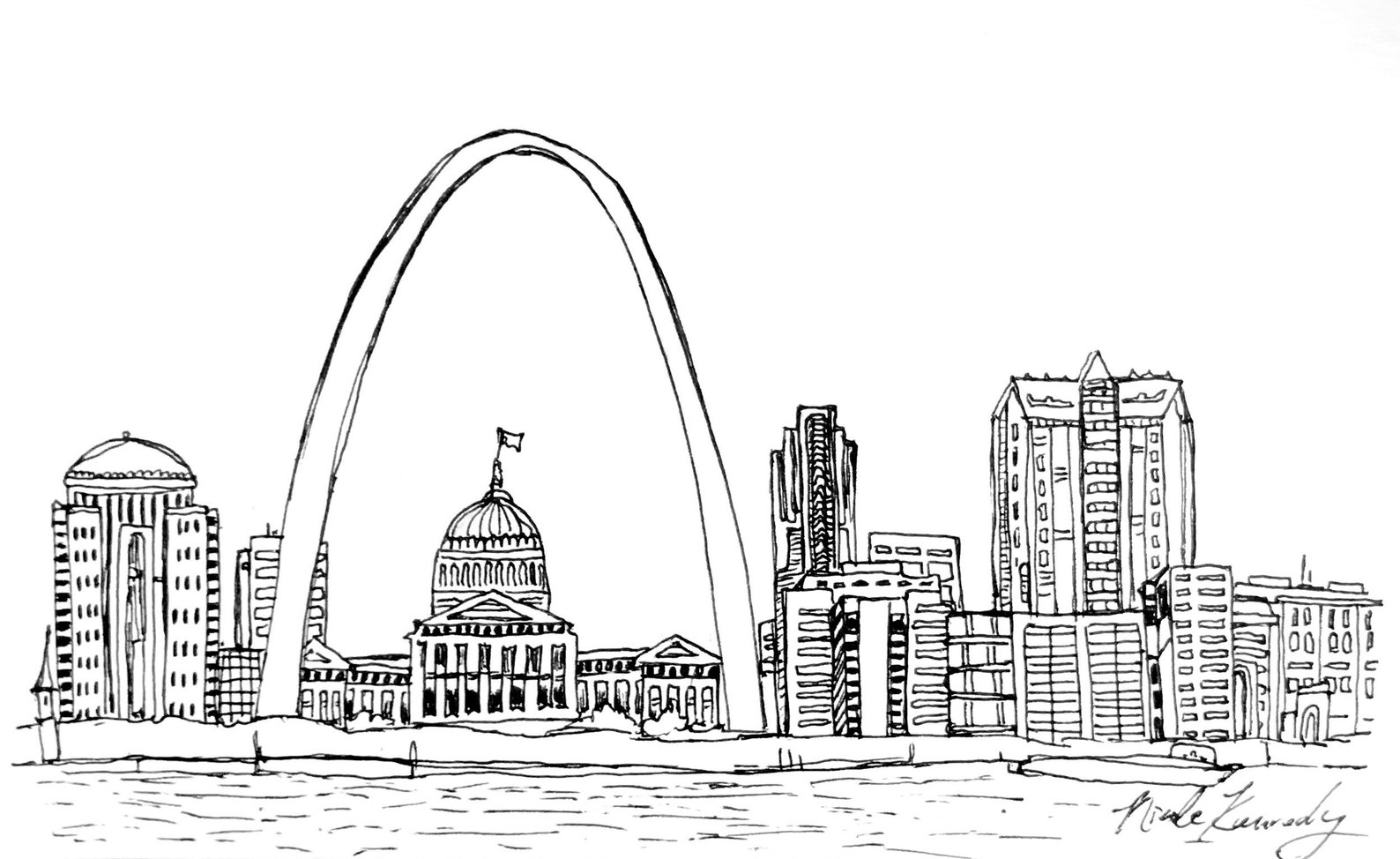 St. Louis, Missouri Skyline Drawing - Etsy