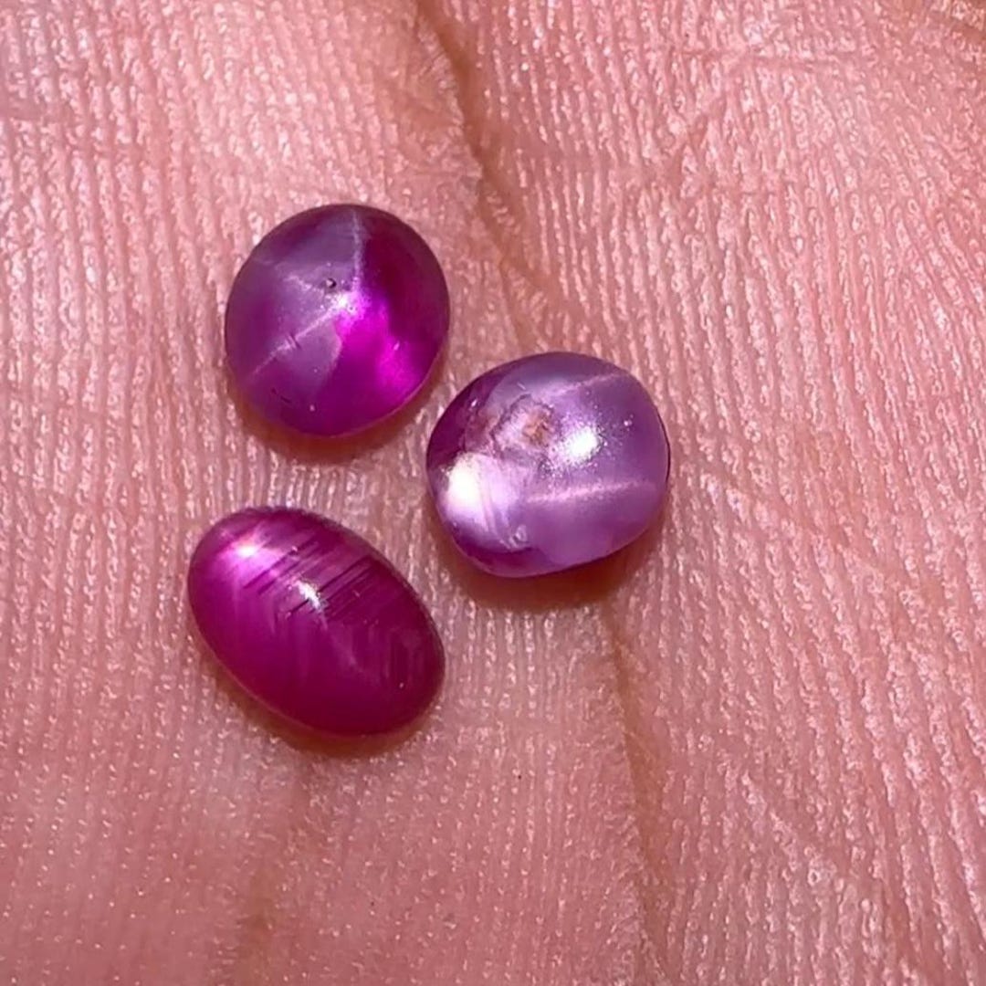 Natural Ruby Star Cabochon Gemstones, Unheated 2.66 Carat, 3 Pieces - Etsy