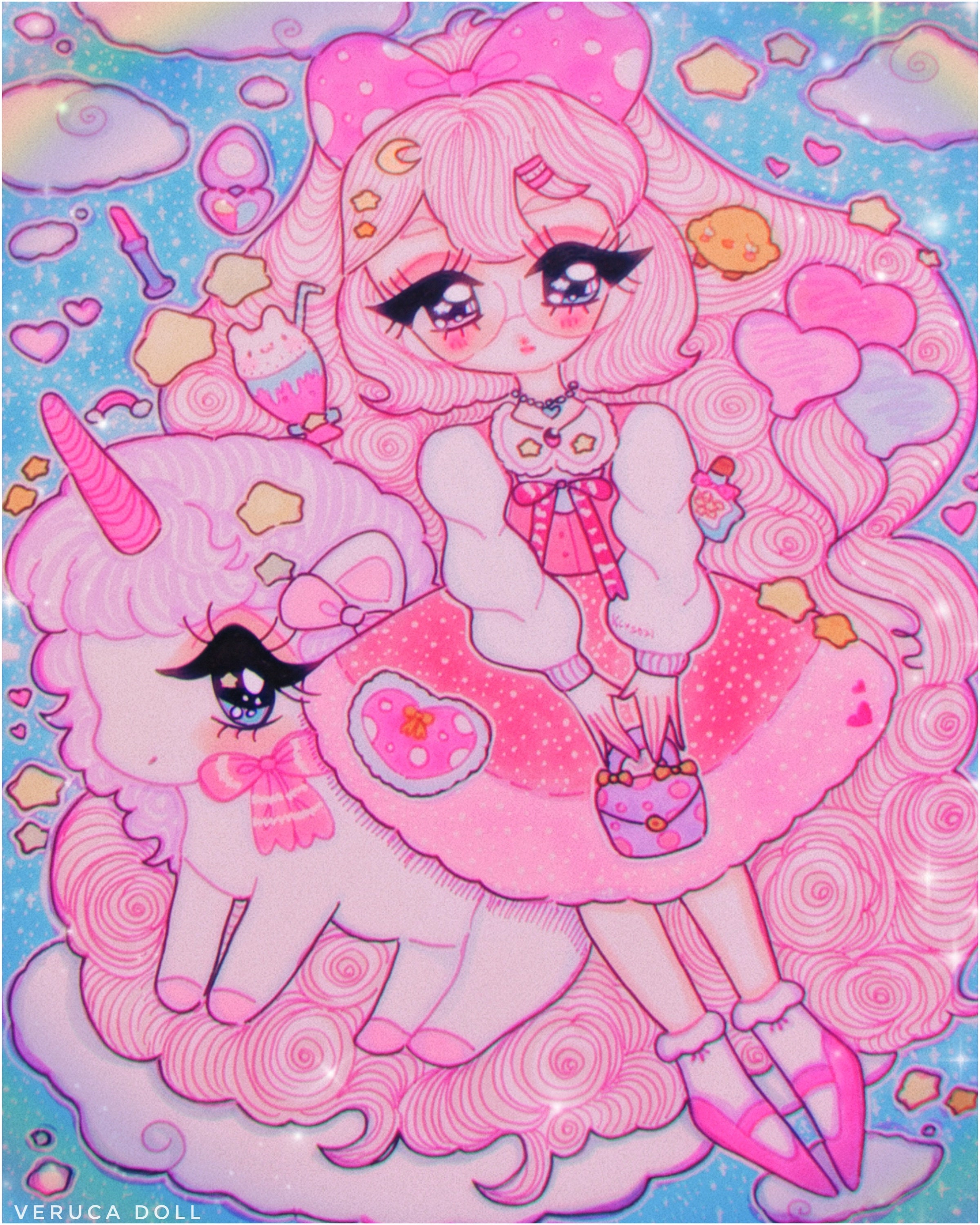 90s Anime Slumber Party Art Print Sizes 5x7 8x10 16x20 Etsy