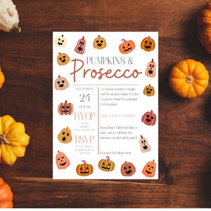 Pumpkin and Prosecco Fall Brunch Invitations - Etsy