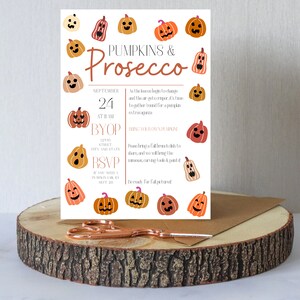 Pumpkin and Prosecco Fall Brunch Invitations - Etsy
