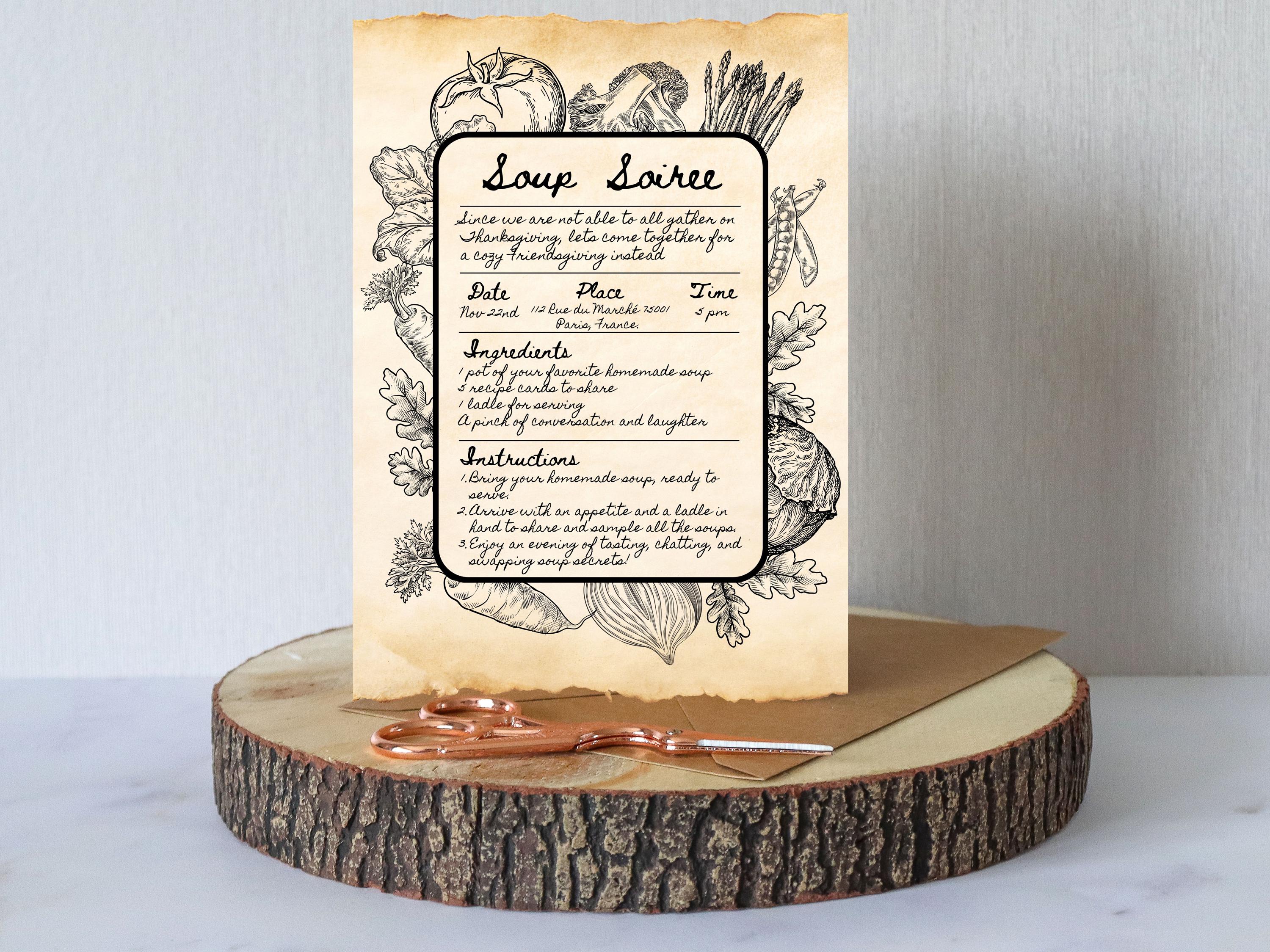 Editable Soup Soiree Invitation - Cozy Friendsgiving Digital Download ...