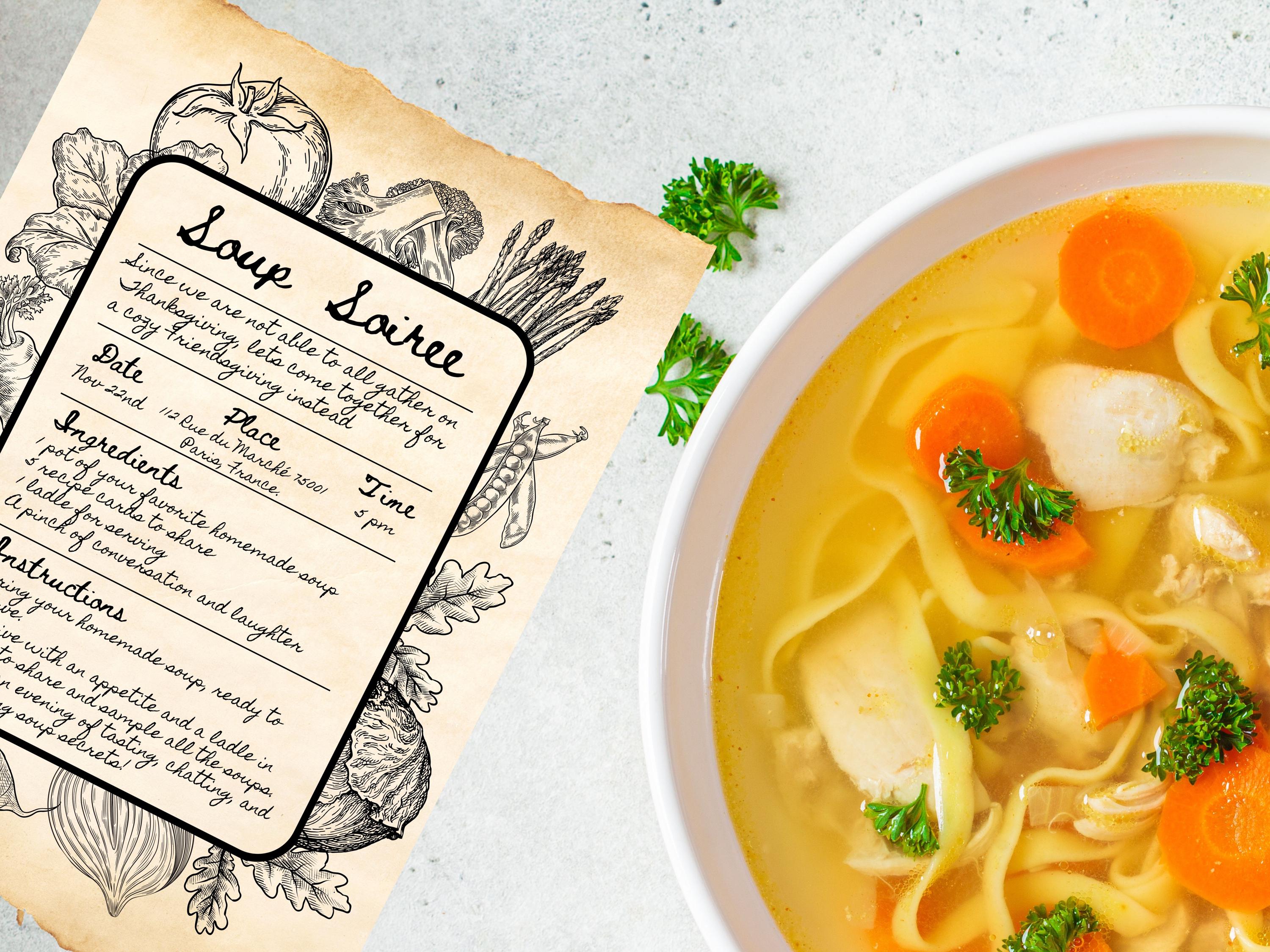 Editable Soup Soiree Invitation - Cozy Friendsgiving Digital Download ...