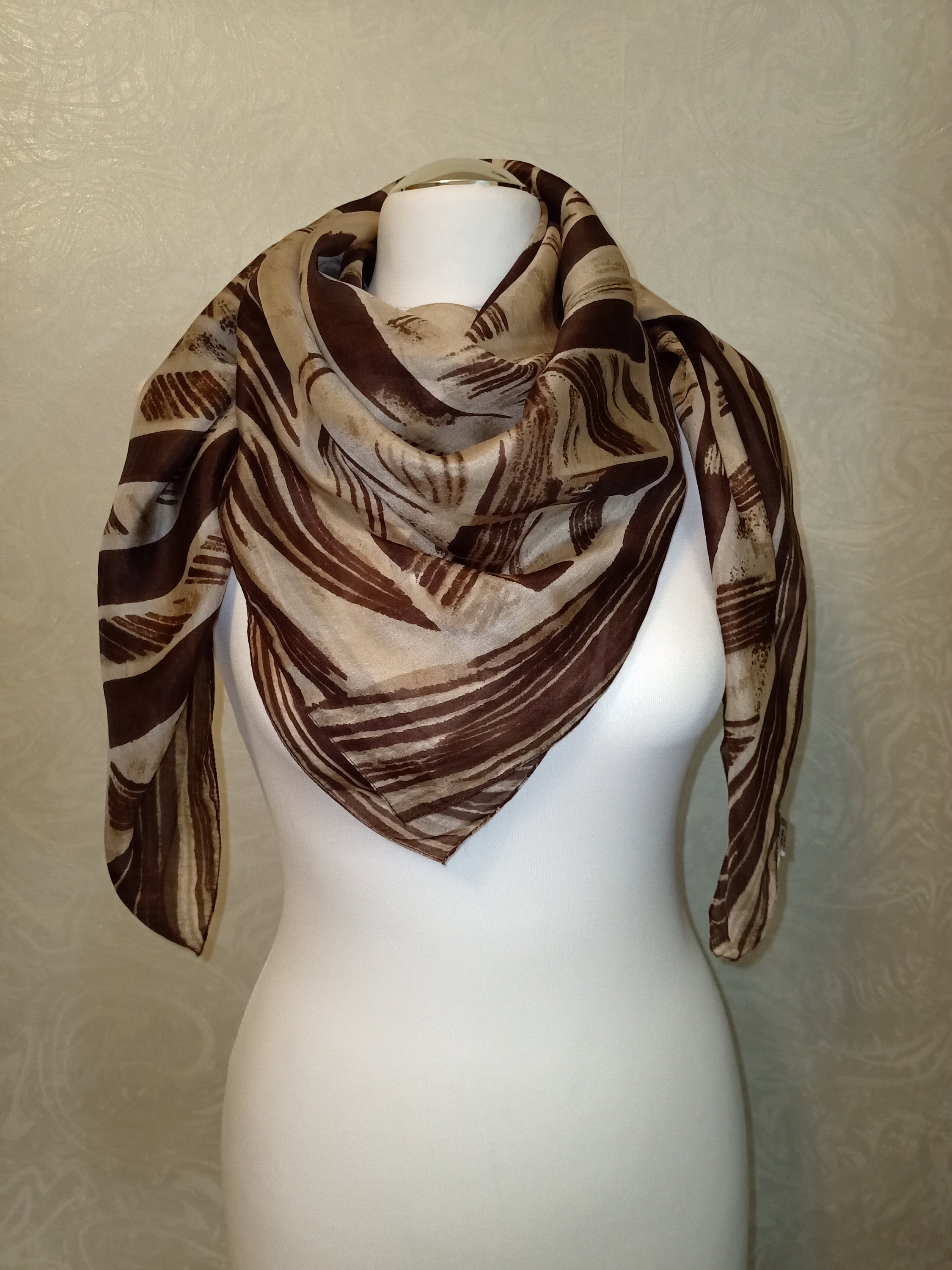 Vintage Silk Square Scarf large Silk Scarf Abstract Geometric - Etsy UK