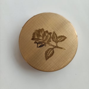 Melissa Super Slim Vintage Ladies Powder Compact Gold Tone Floral Rose ...