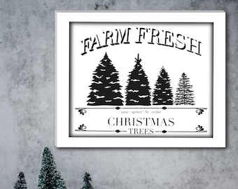 Farm Fresh Christmas Trees Printable Christmas Design - Etsy