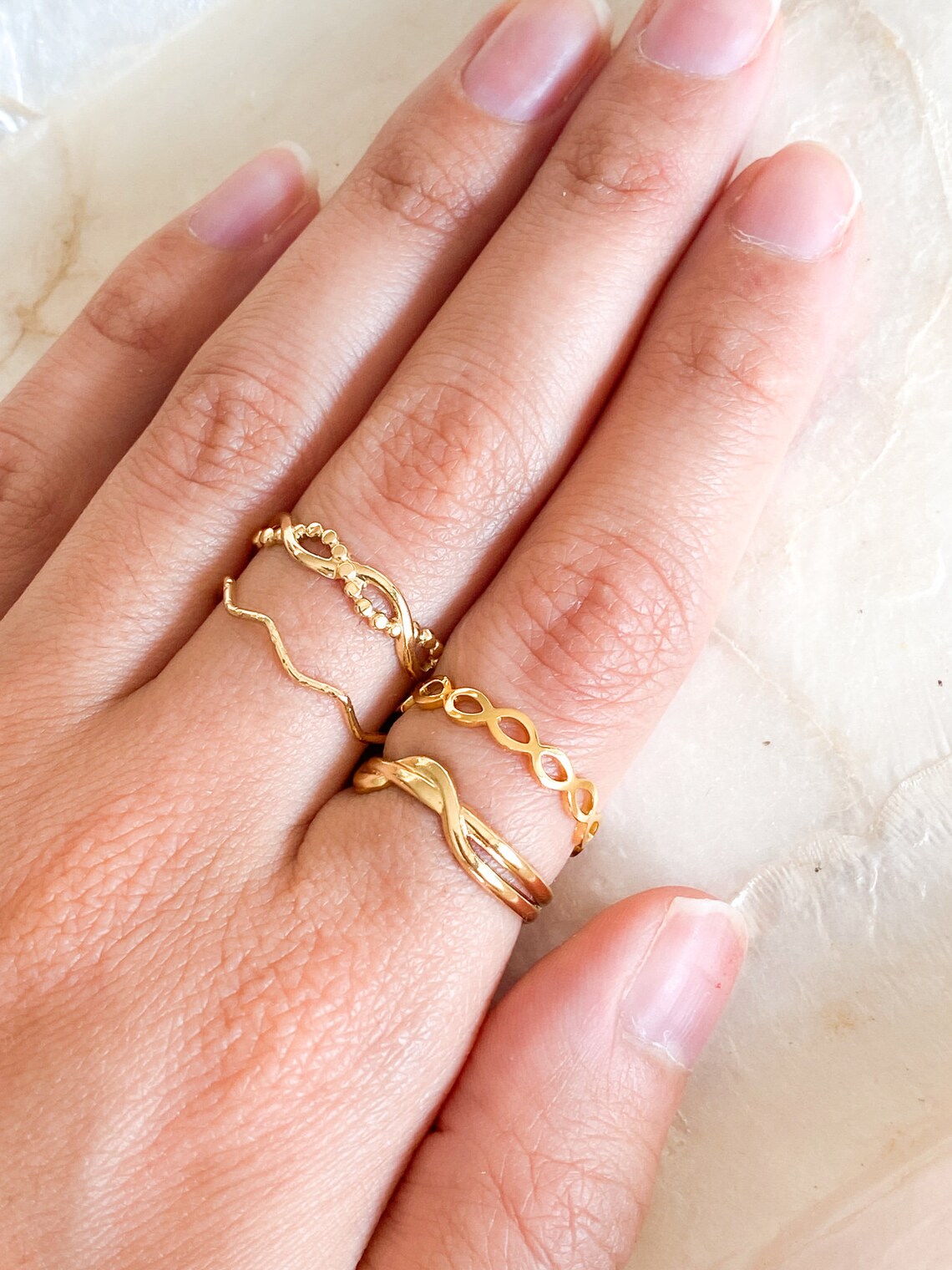 Bague en acier inoxydable doré à l'or fin Ajustable | Etsy